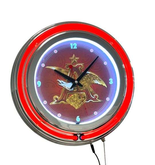 Budweiser Neon Advertising Clock - Auctionology LLC