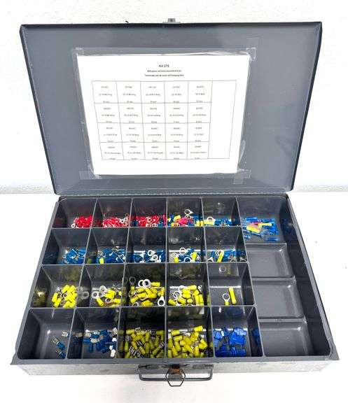 Electric Terminal Assortment Kit w/ Steel Organizer Box - Auctionology LLC