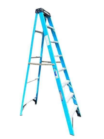 Werner 8ft Fiberglass "A" Frame Step Ladder - Auctionology LLC