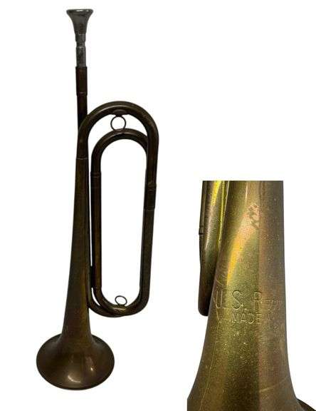 Vintage U.S. Regulation Brass Bugle - Auctionology LLC