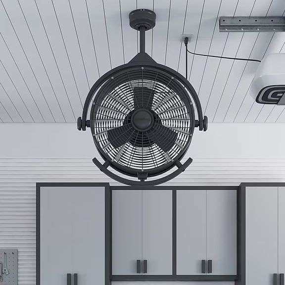 Harbor Breeze Cohort Garage Fan 18-in Outdoor Matte Black with Matte ...