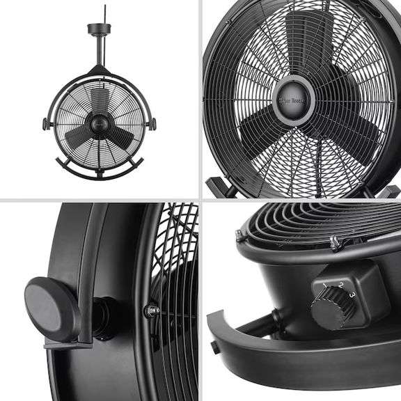 Harbor Breeze Cohort Garage Fan 18-in Outdoor Matte Black with Matte ...