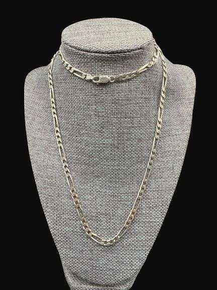 Marked Sterling Silver Figaro Style Chain [30.72g] - Auctionology LLC