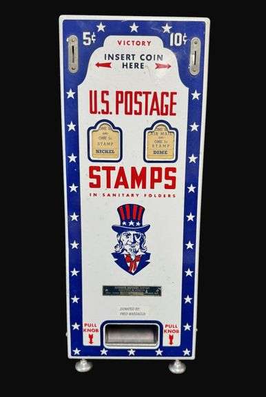 WW2 Era U.S. Postal Service Porcelain Stamp Vending Machine ...