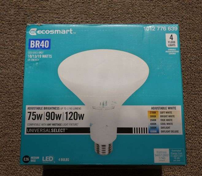 4 Pack New ECOSMART BR40 LED Flood Light Bulbs - Auctionology LLC