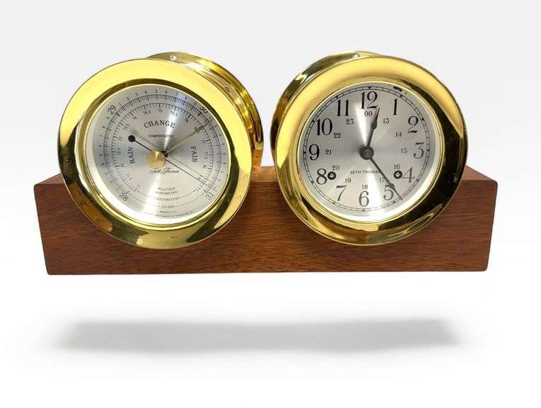 Seth Thomas Corsair Clock and Barometer Set on Stand, Serviced, Key ...